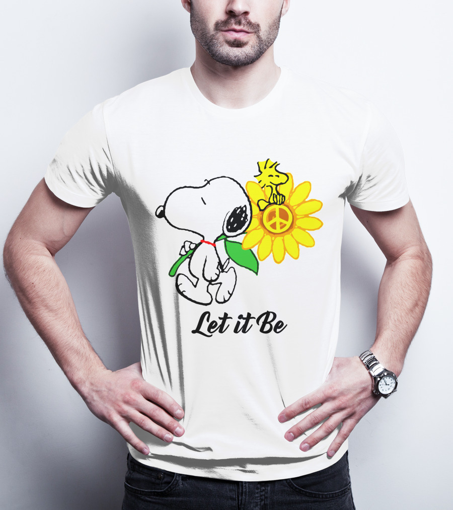 Let It Be Snoopy Woodstock Sunflower Peace T-Shirt