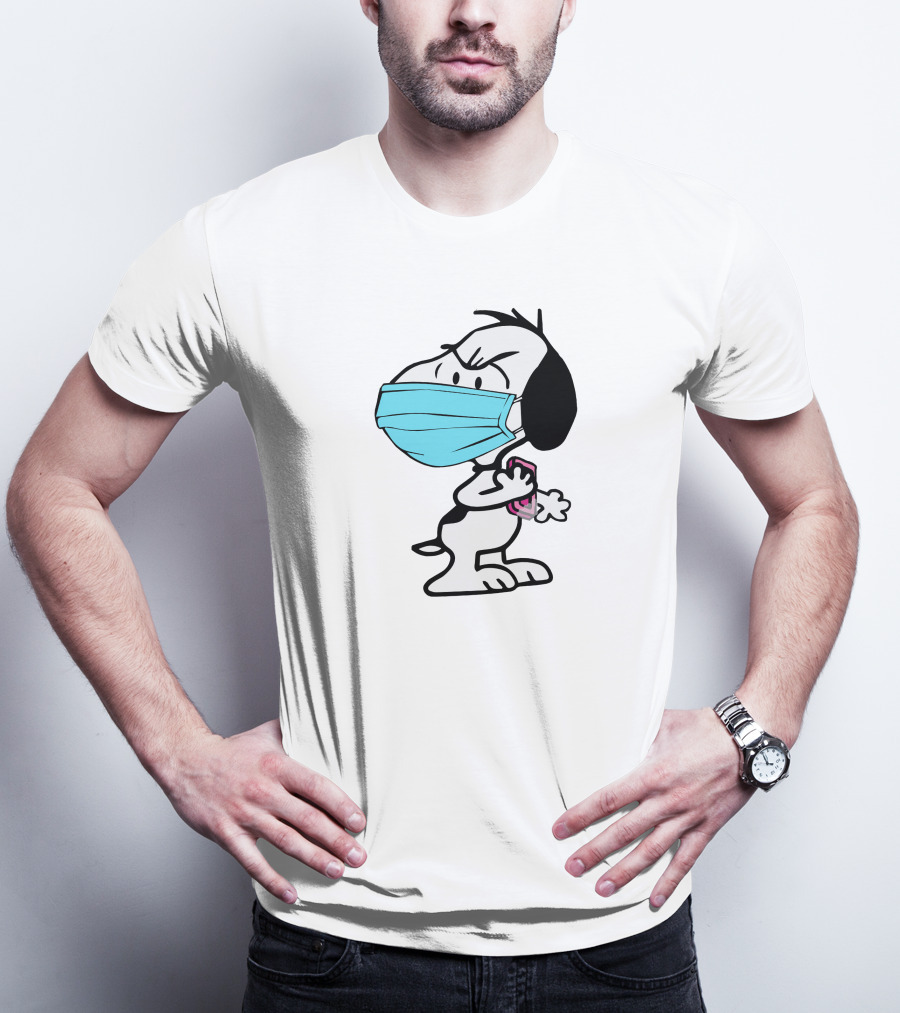 Snoopy Wearing Mask Washing Hands Hygiene Reminder T-Shirt