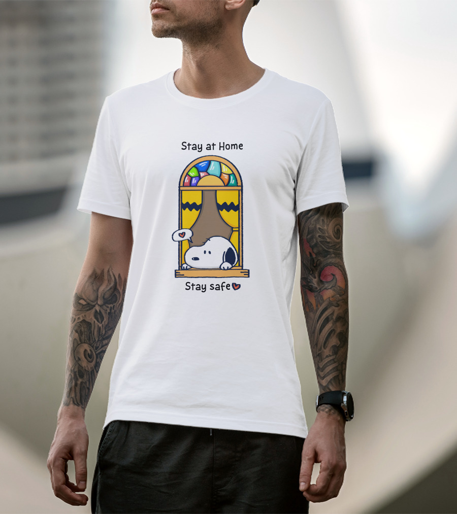 Stay At Home Stay Safe Peanuts Snoopy Window T-Shirt