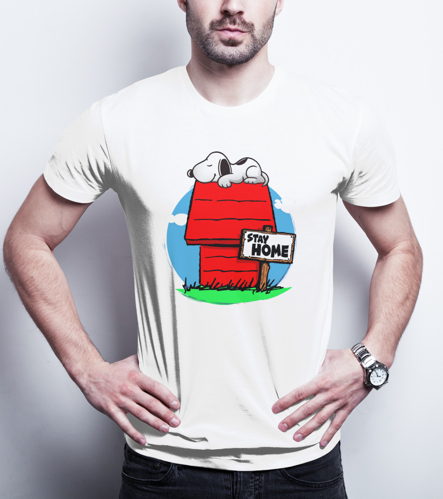 Stay Home Snoopy Doghouse Relaxation T-Shirt