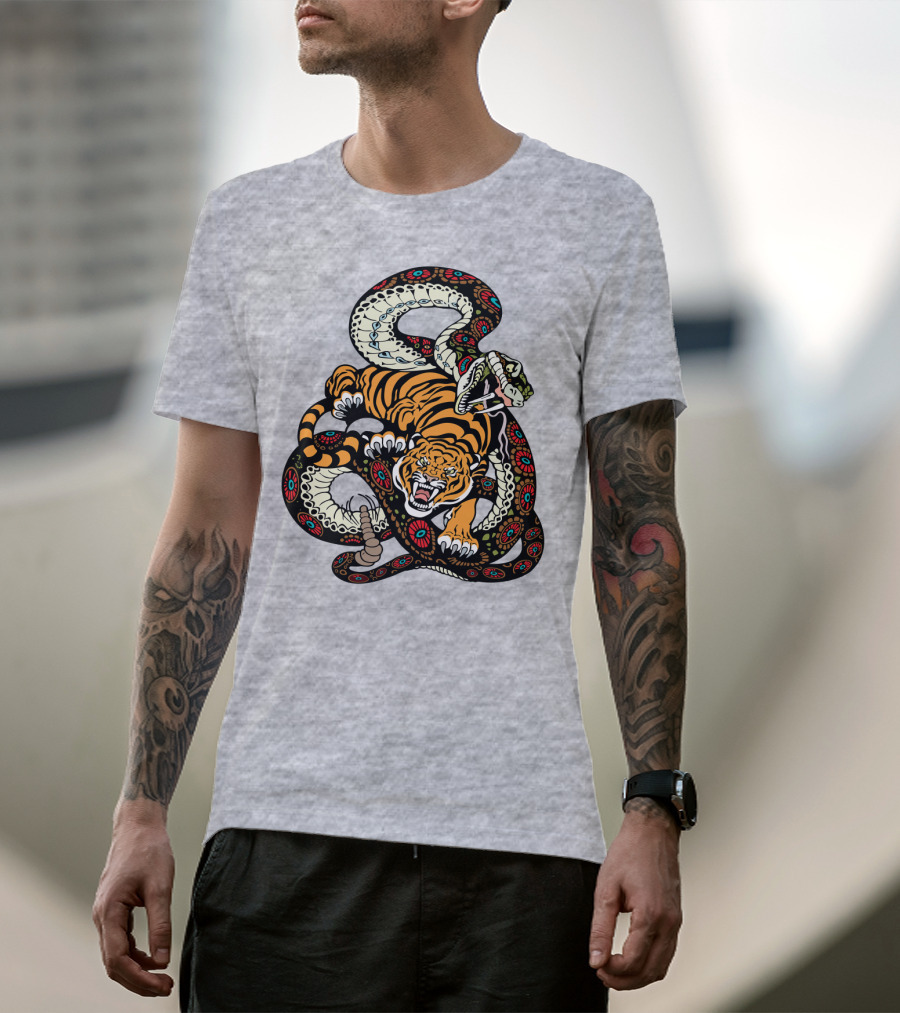 Tiger And Snake Fierce Battle T-Shirt