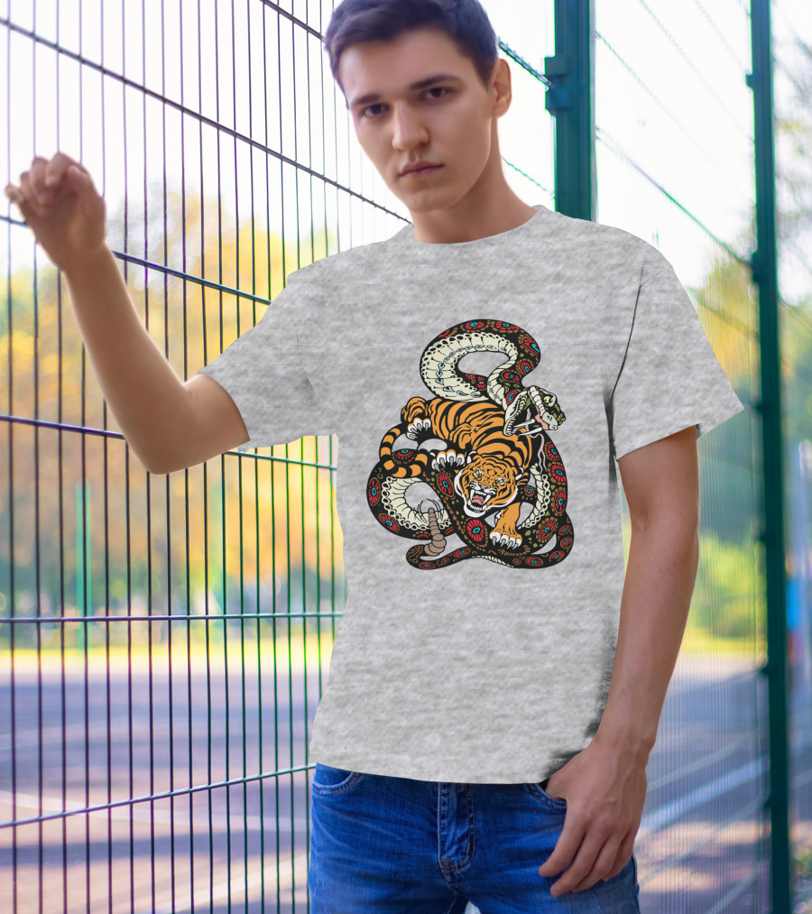 Tiger And Snake Fierce Battle T-Shirt