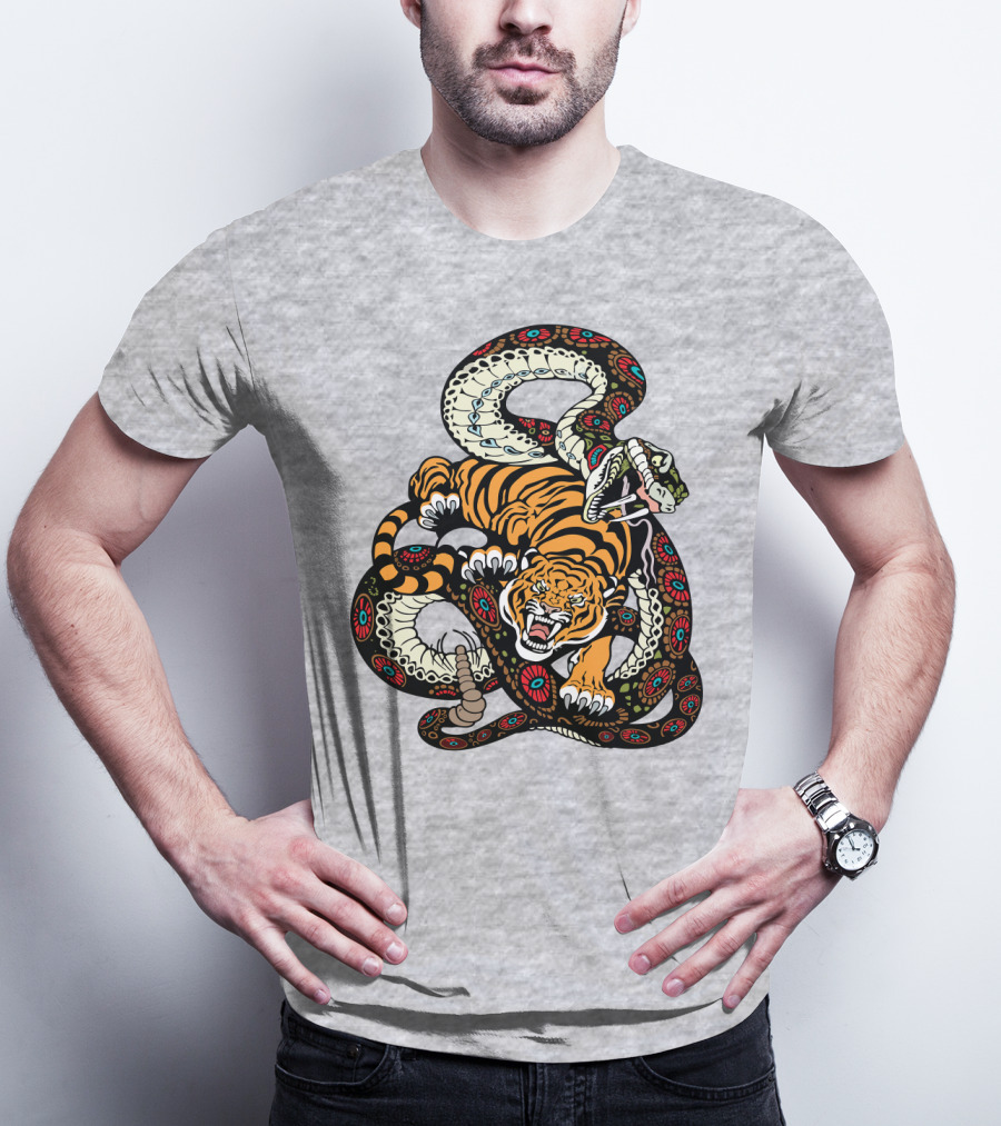 Tiger And Snake Fierce Battle T-Shirt