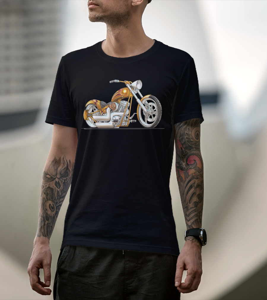 Best Motorcycle Custom Chopper Fiery Chrome T-Shirt