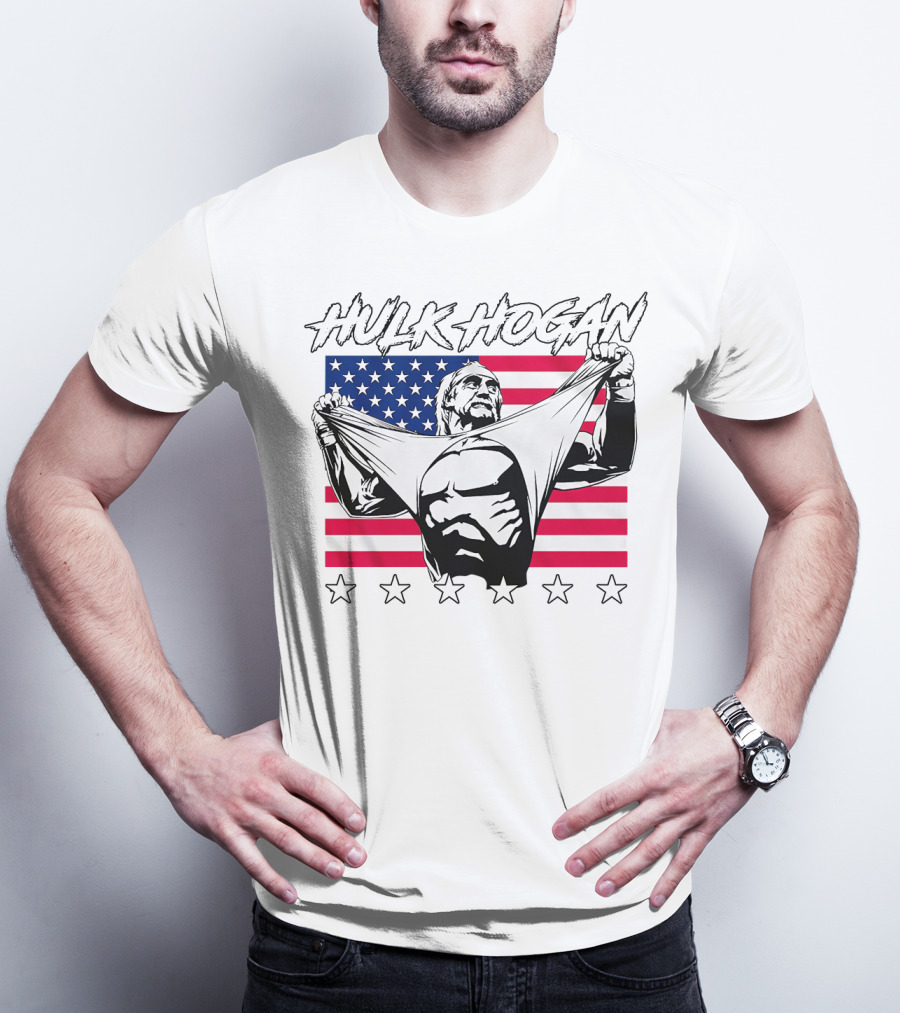 Hulk Hogan American Flag Stars Iconic Pose T-Shirt