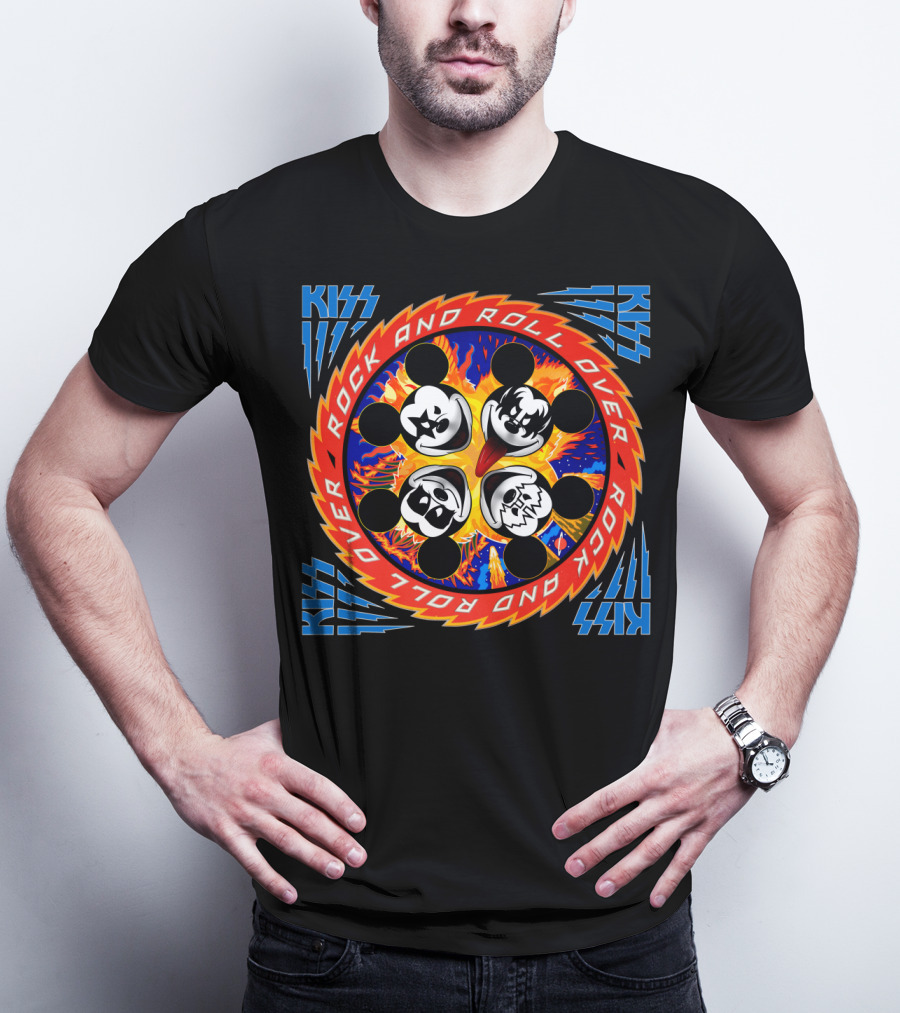KISS Rock And Roll Over Mickey Mouse Faces T-Shirt