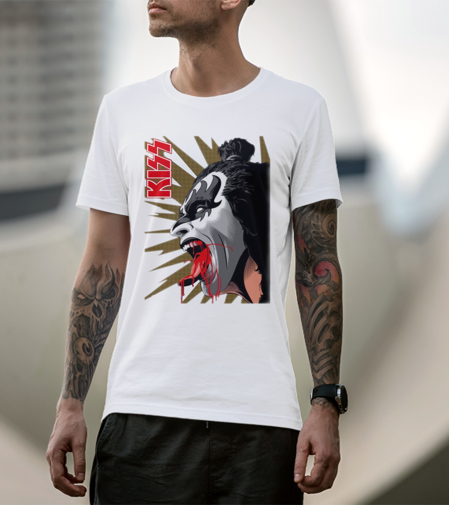 KISS Demon Face Makeup With Blood Spatter T-Shirt