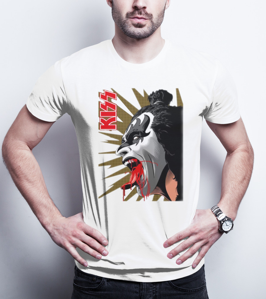 KISS Demon Face Makeup With Blood Spatter T-Shirt