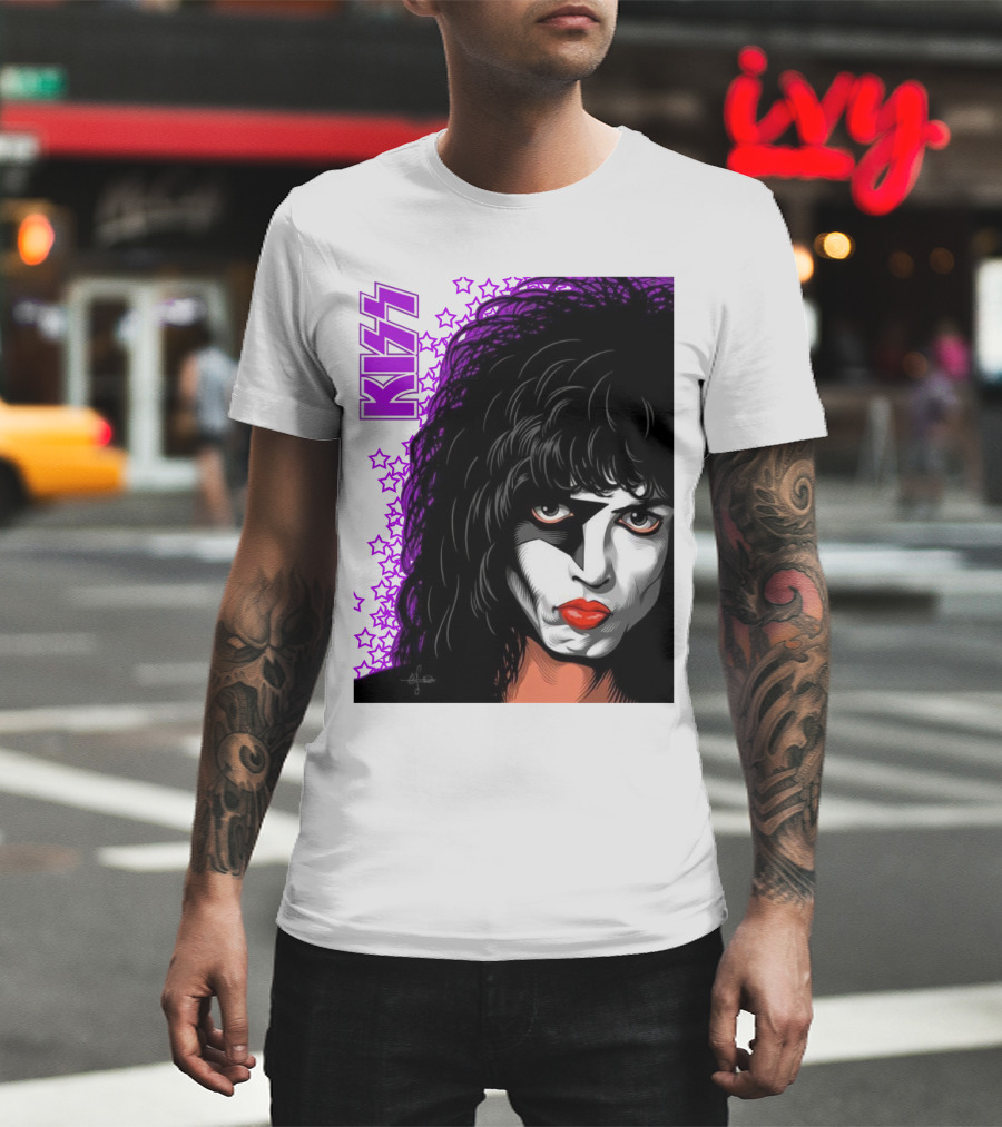 KISS Paul Stanley Starchild Icon With Purple Stars T-Shirt
