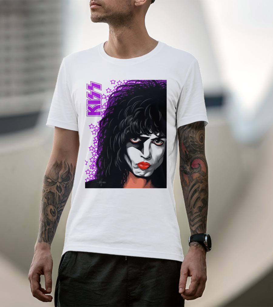 KISS Paul Stanley Starchild Icon With Purple Stars T-Shirt