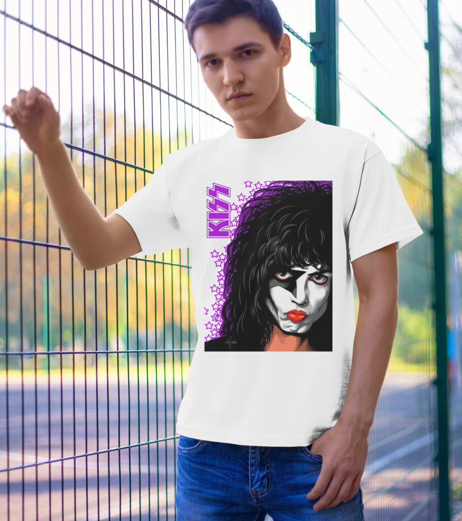 KISS Paul Stanley Starchild Icon With Purple Stars T-Shirt