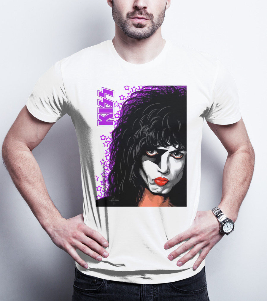 KISS Paul Stanley Starchild Icon With Purple Stars T-Shirt