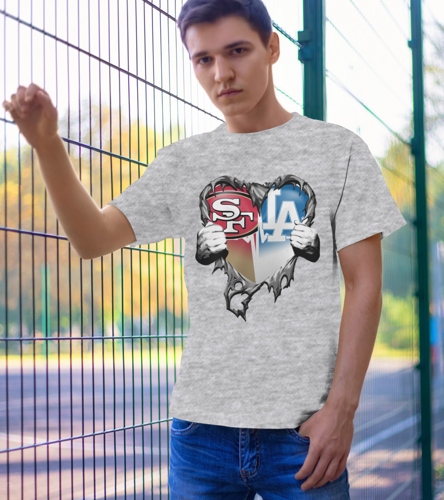 Sf La Heart Rivalry Baseball Fan Passion T-Shirt