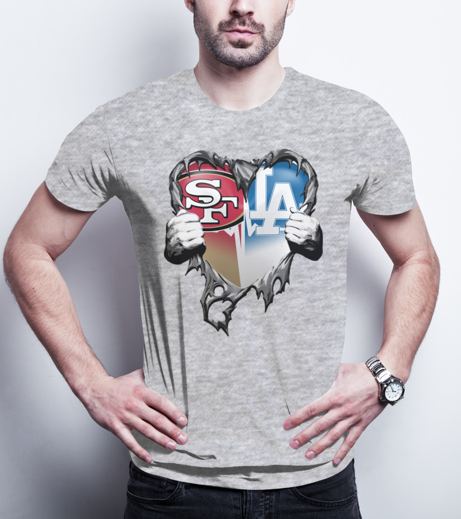 Sf La Heart Rivalry Baseball Fan Passion T-Shirt