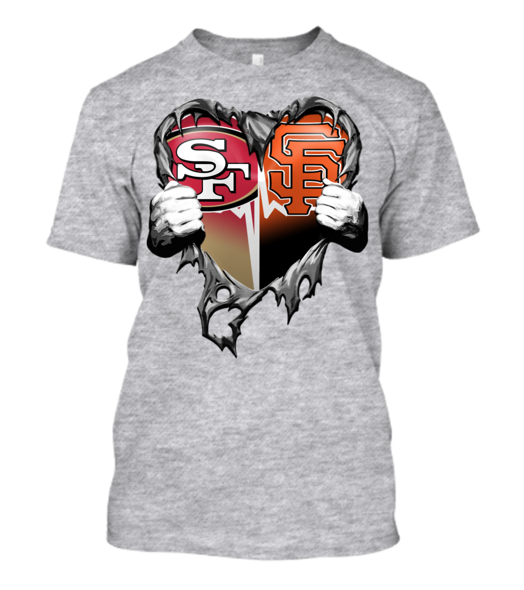 Sf Giants Sf 49ers Split Heart T-Shirt