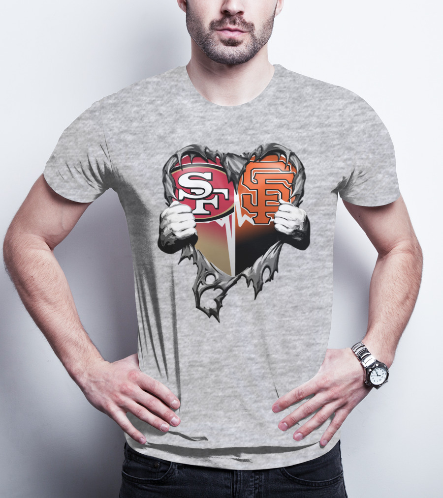 Sf Giants Sf 49ers Split Heart T-Shirt