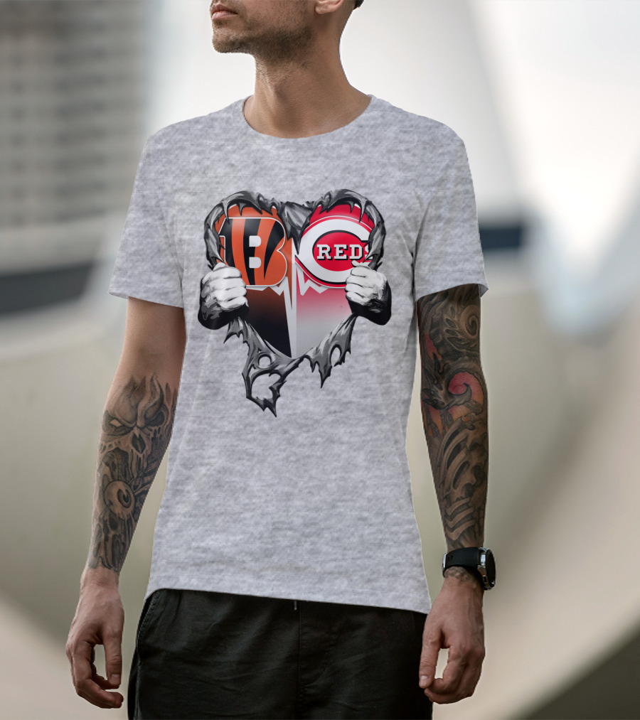 Cincinnati Bengals And Reds Heart T-Shirt