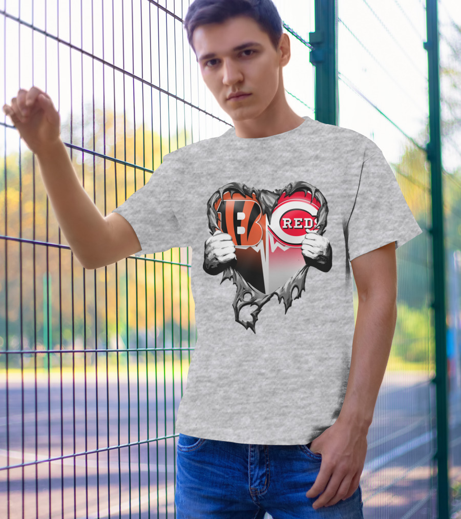 Cincinnati Bengals And Reds Heart T-Shirt