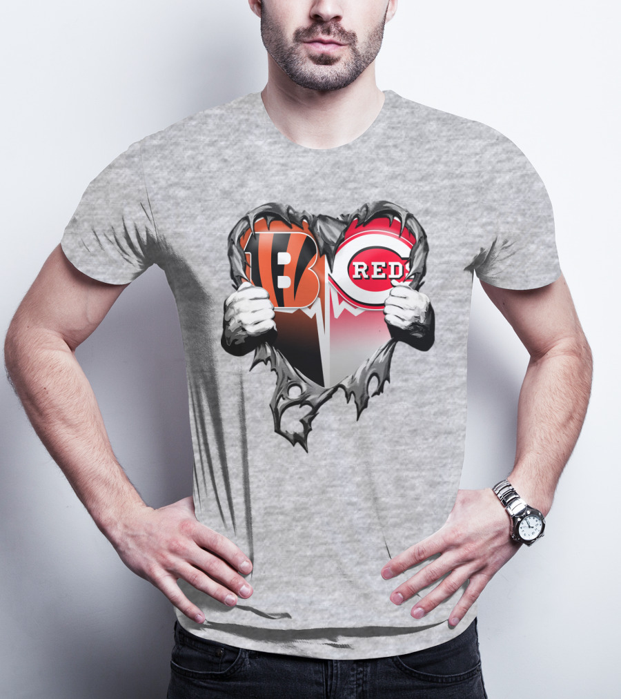 Cincinnati Bengals And Reds Heart T-Shirt