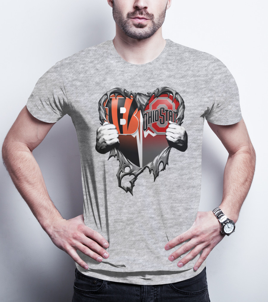 Bengals Ohio State Heart Rip Through T-Shirt