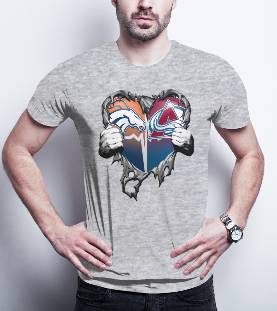 Broncos Avalanche Rip Heart T-Shirt