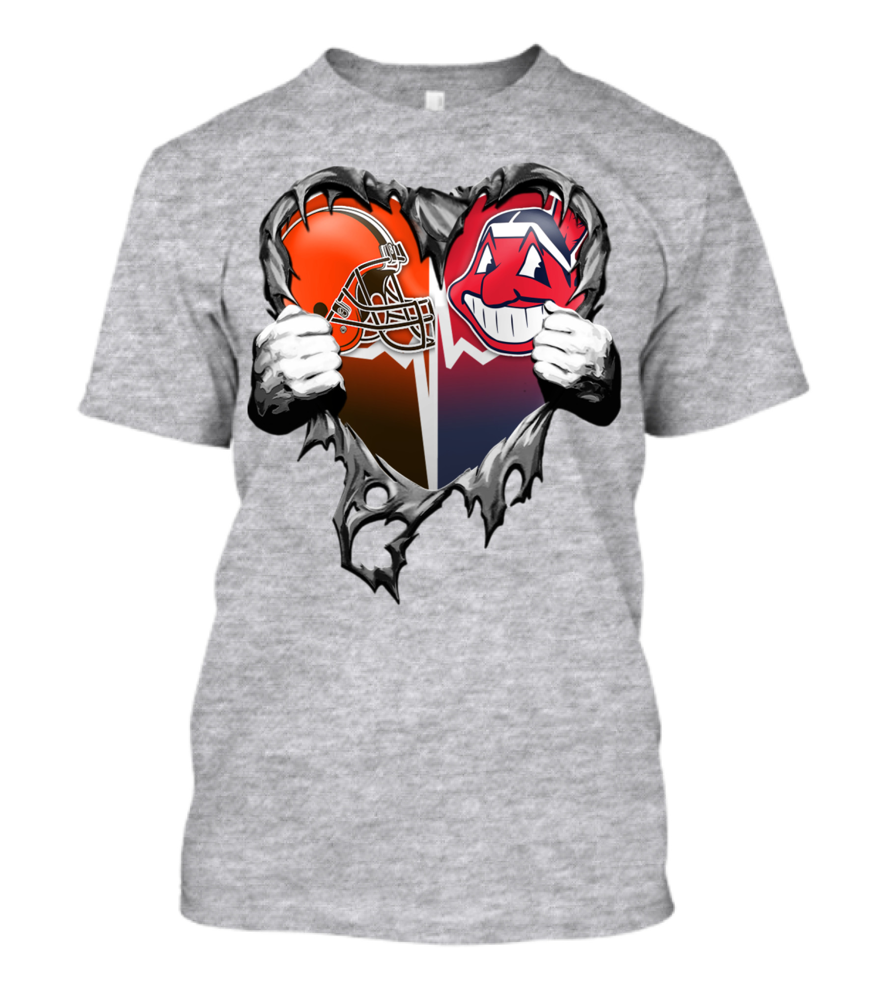 Cleveland Browns And Cleveland Indians Heart T-Shirt