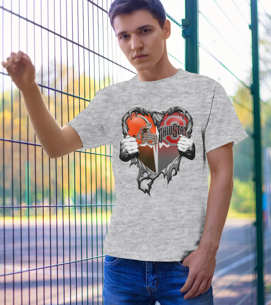 Cleveland Browns Ohio State Buckeyes Heart T-Shirt
