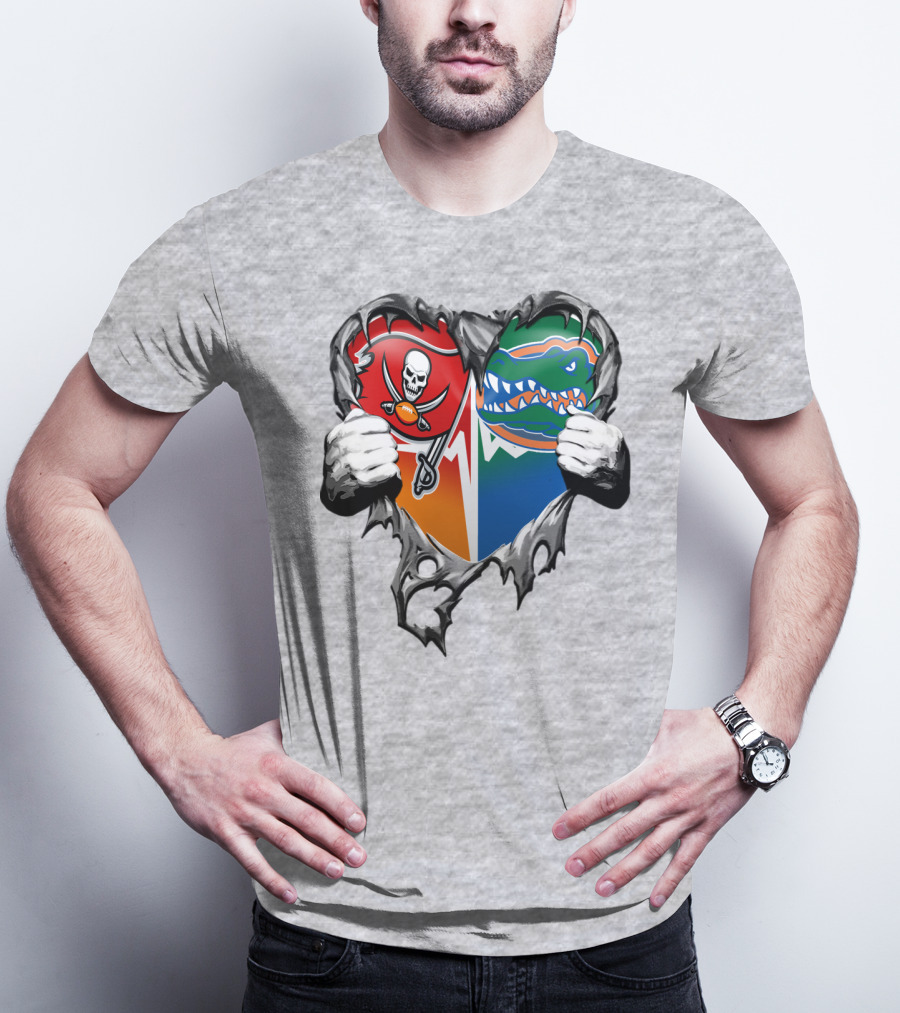 Tampa Bay Buccaneers Florida Gators Torn Heart T-Shirt