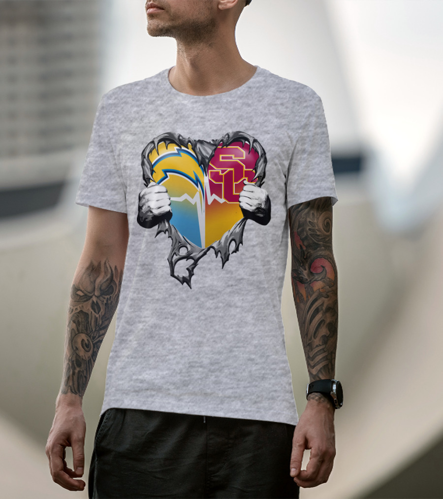 Chargers Usc Heart Logo Split T-Shirt