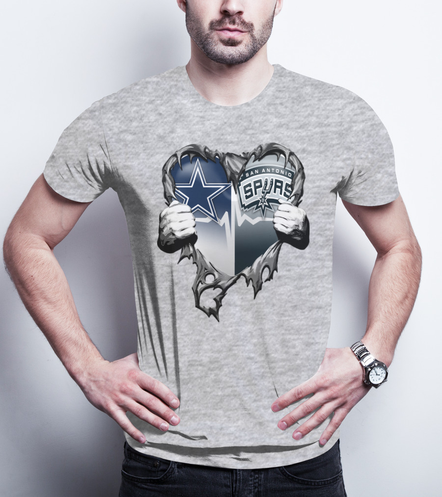 Dallas Cowboys San Antonio Spurs Heart T-Shirt