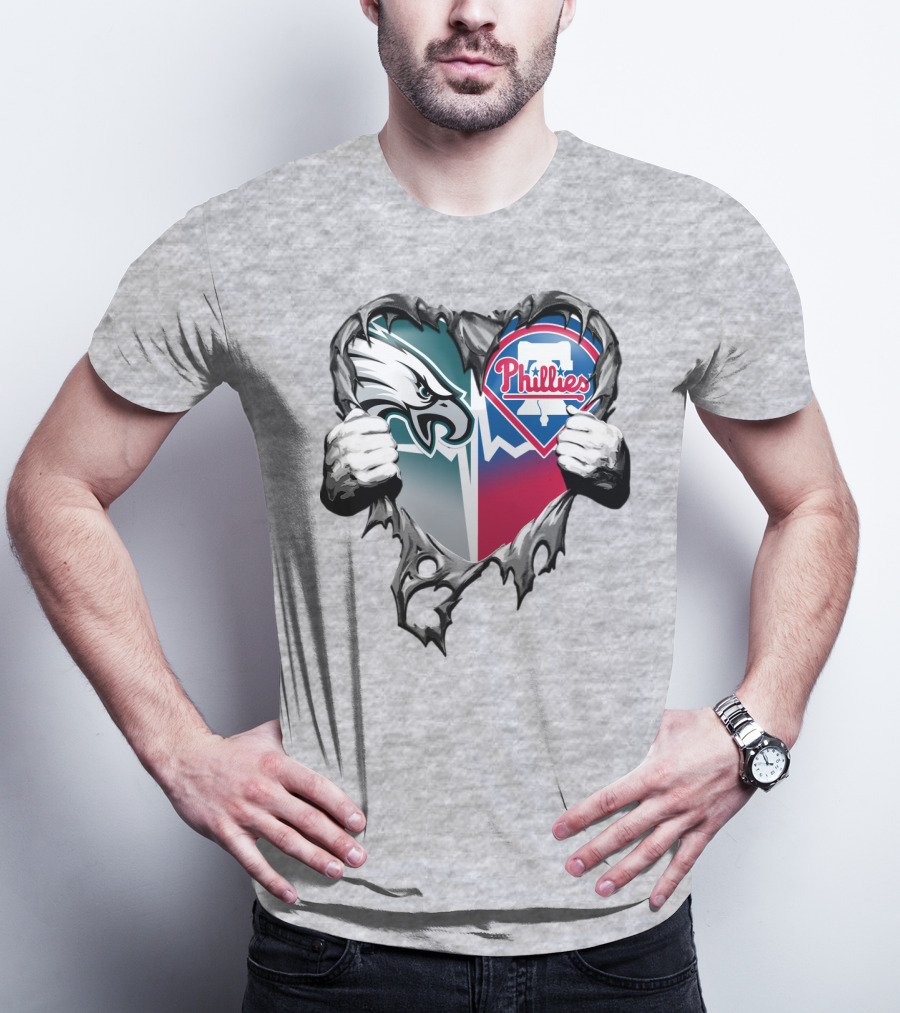 Eagles Phillies Heart Logo Blend T-Shirt