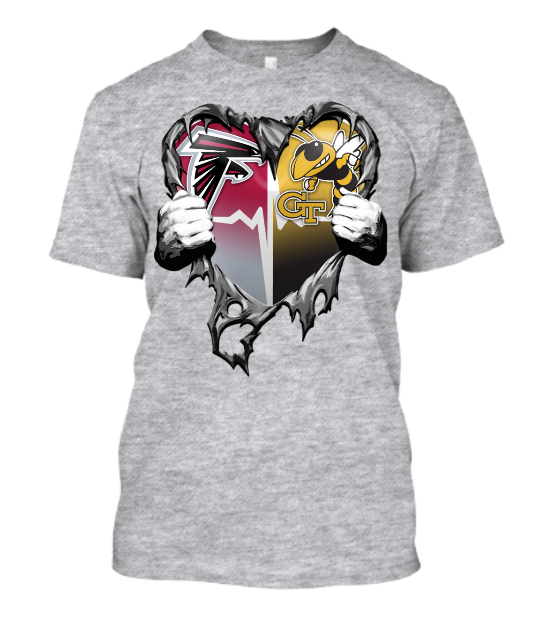 Falcons Georgia Tech Yellow Jackets Breaking Heart T-Shirt