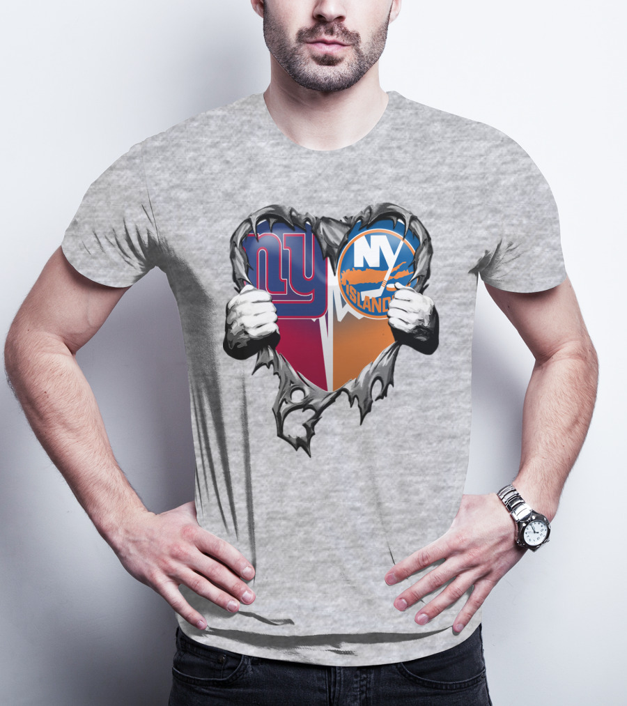 Ny Giants And Ny Islanders Heart T-Shirt