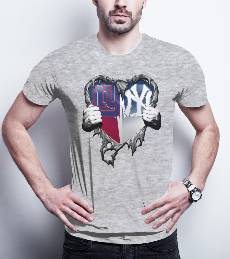 New York Giants Ny Yankees Heart T-Shirt