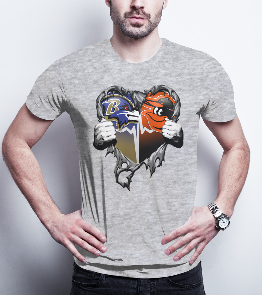 Baltimore Ravens Orioles Heart T-Shirt