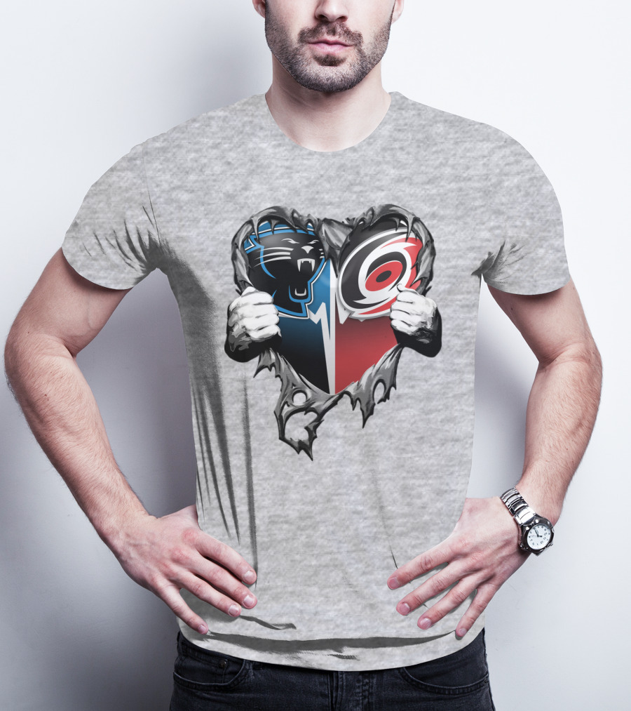 Carolina Panthers Hurricanes Heart T-Shirt