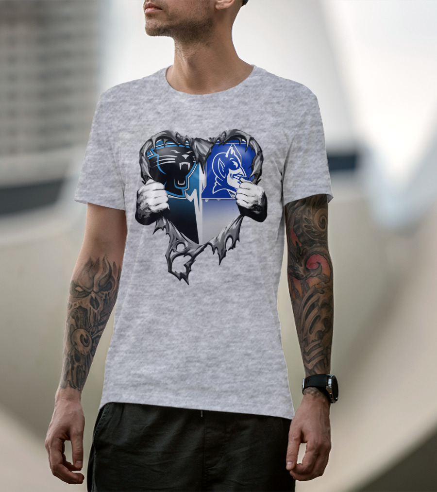 Carolina Panthers Duke Blue Devils Heart T-Shirt