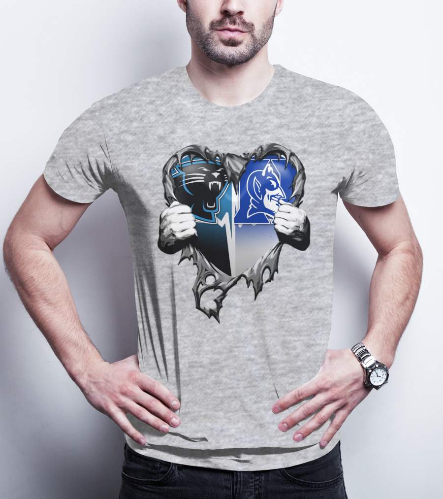 Carolina Panthers Duke Blue Devils Heart T-Shirt