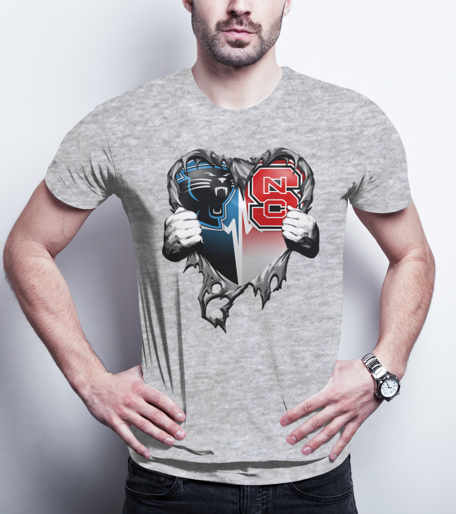 Carolina Panthers Nc State Heart T-Shirt