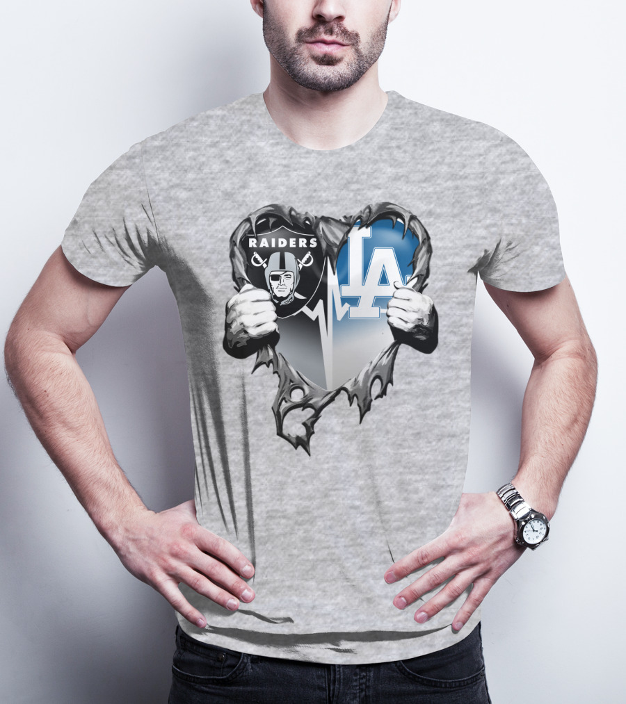 Raiders La Dodgers Heart Design Xatt095 T-Shirt