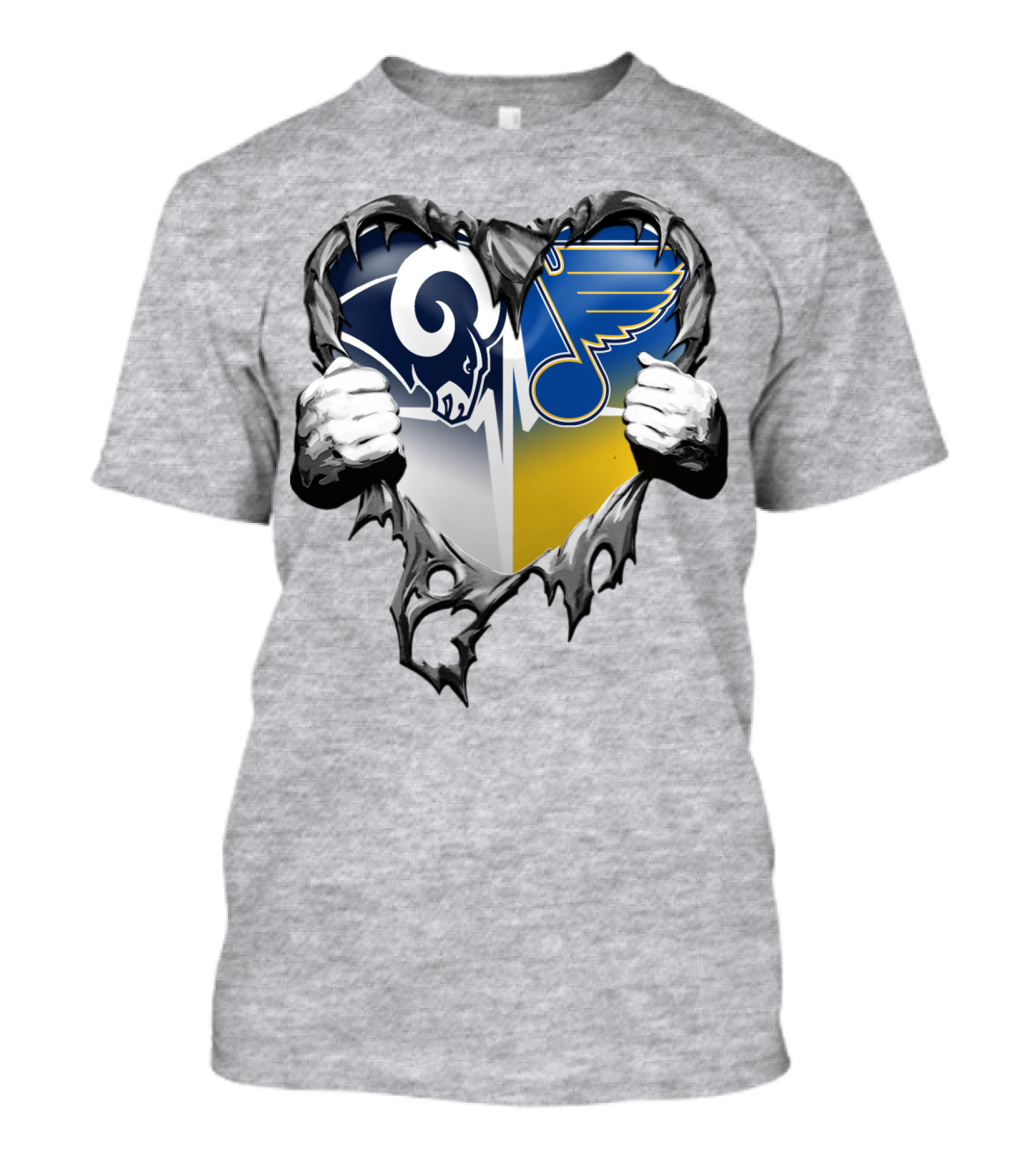 St. Louis Rams And Blues Heart Torn T-Shirt