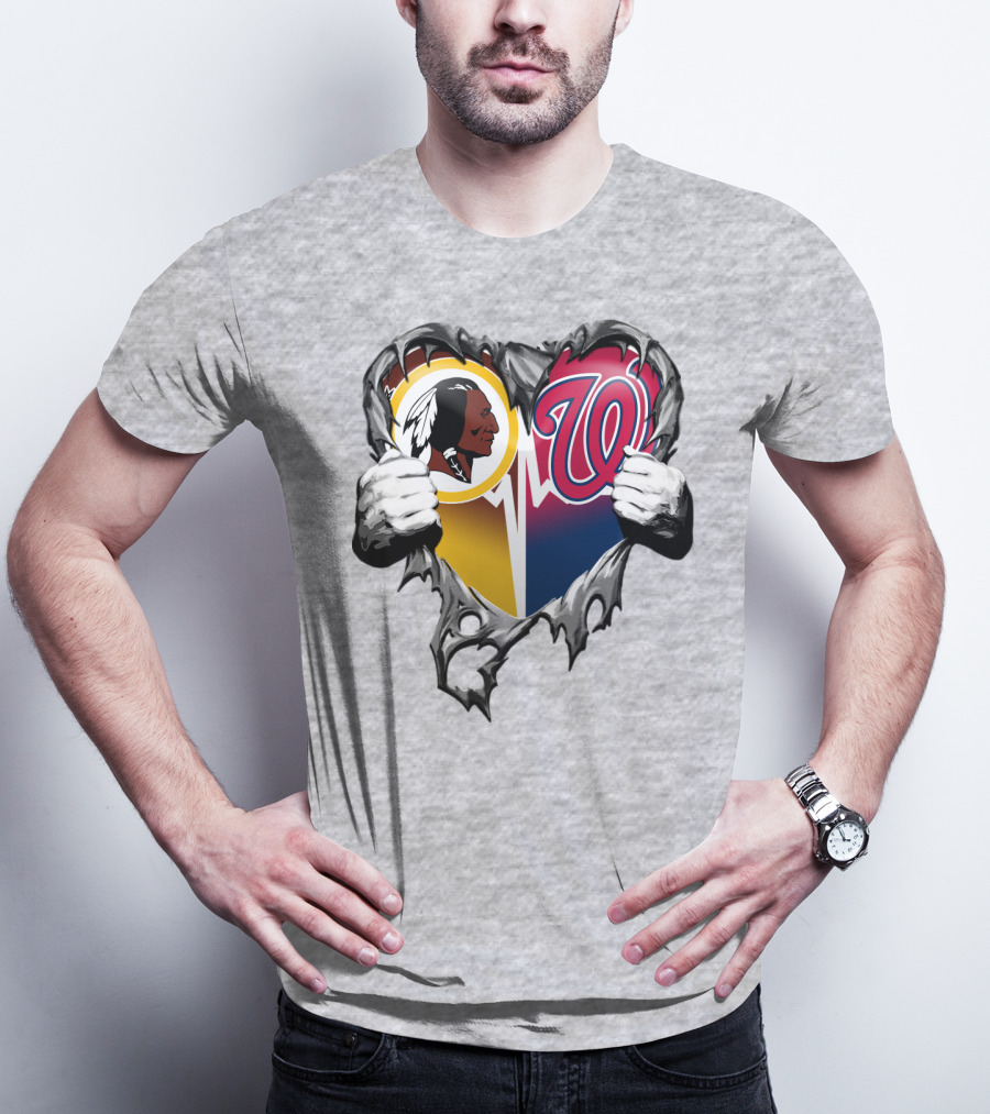 Washington Football Team And Nationals Heart Design Xatt105 T-Shirt