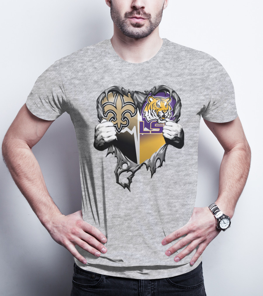 New Orleans Saints Lsu Tigers Heart T-Shirt