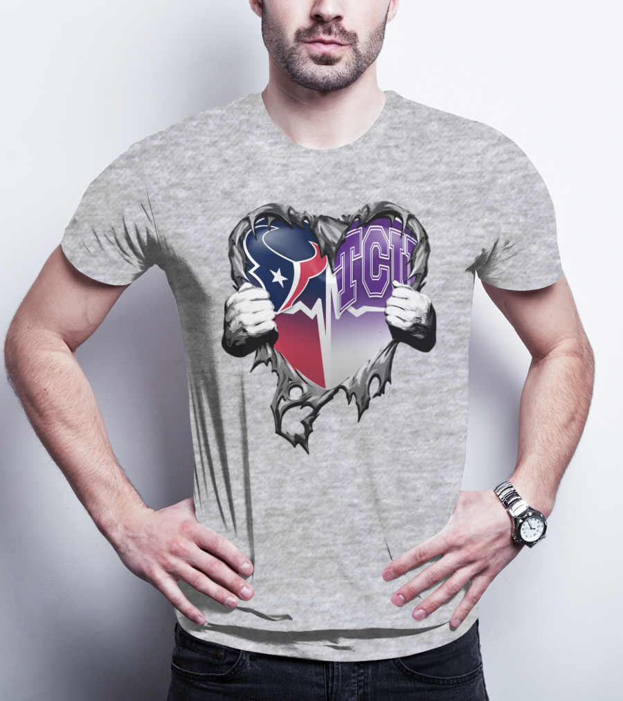 Houston Texans Tcu Horned Frogs Heart T-Shirt