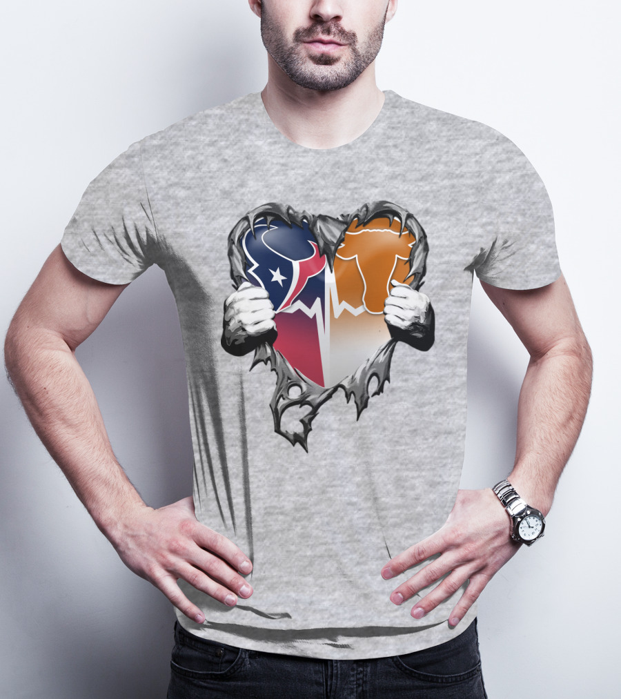 Houston Texans Dallas Cowboys Split Heart T-Shirt