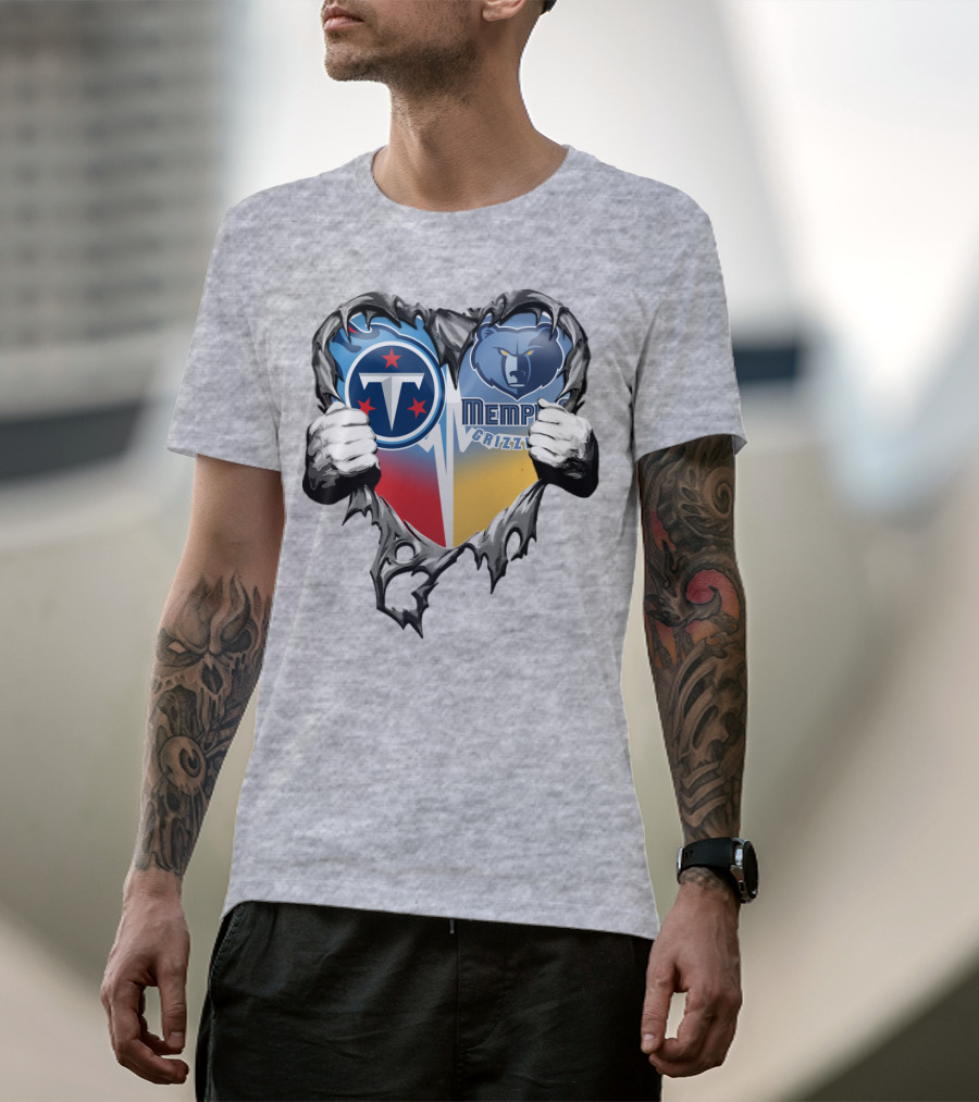Titan Pride Grizzlies Heart Fusion T-Shirt