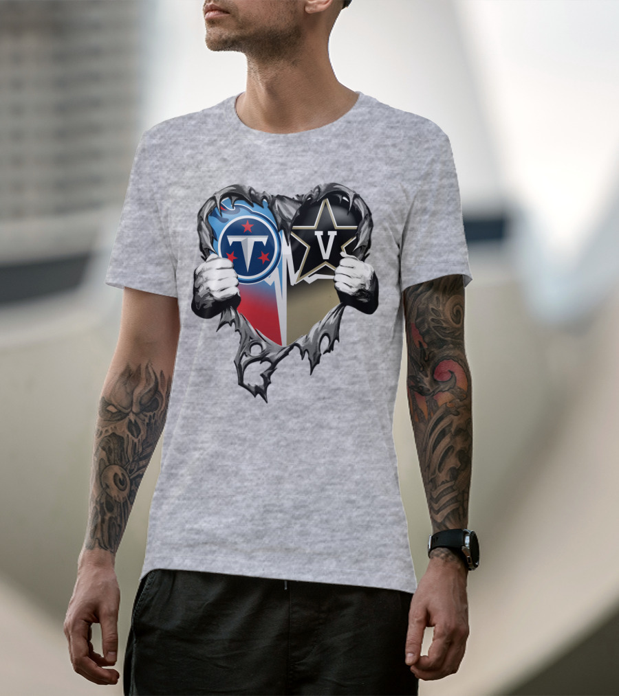 Tennessee Titans And Vanderbilt Commodores Heart T-Shirt