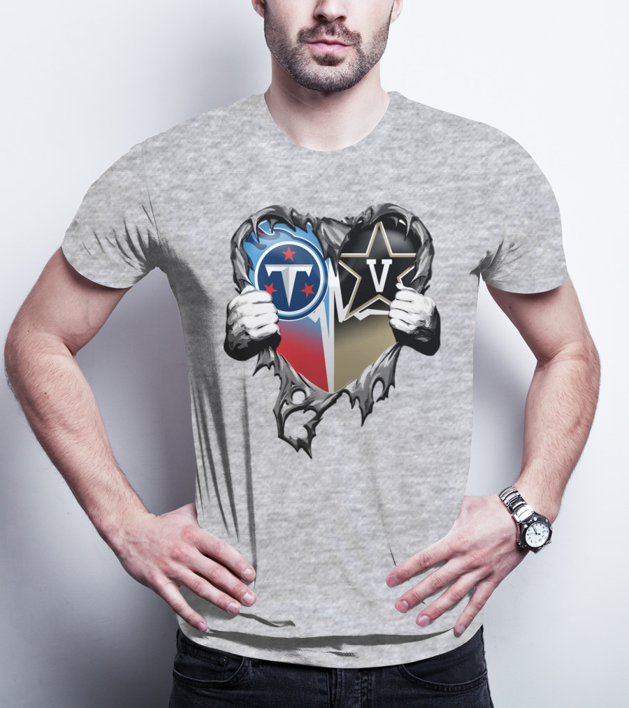 Tennessee Titans And Vanderbilt Commodores Heart T-Shirt