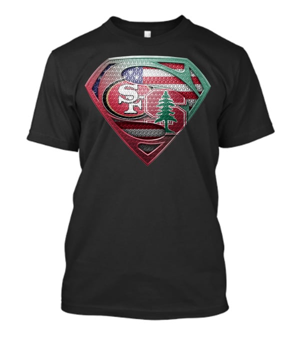 Sf Logo American Flag Superman Shield With Tree T-Shirt