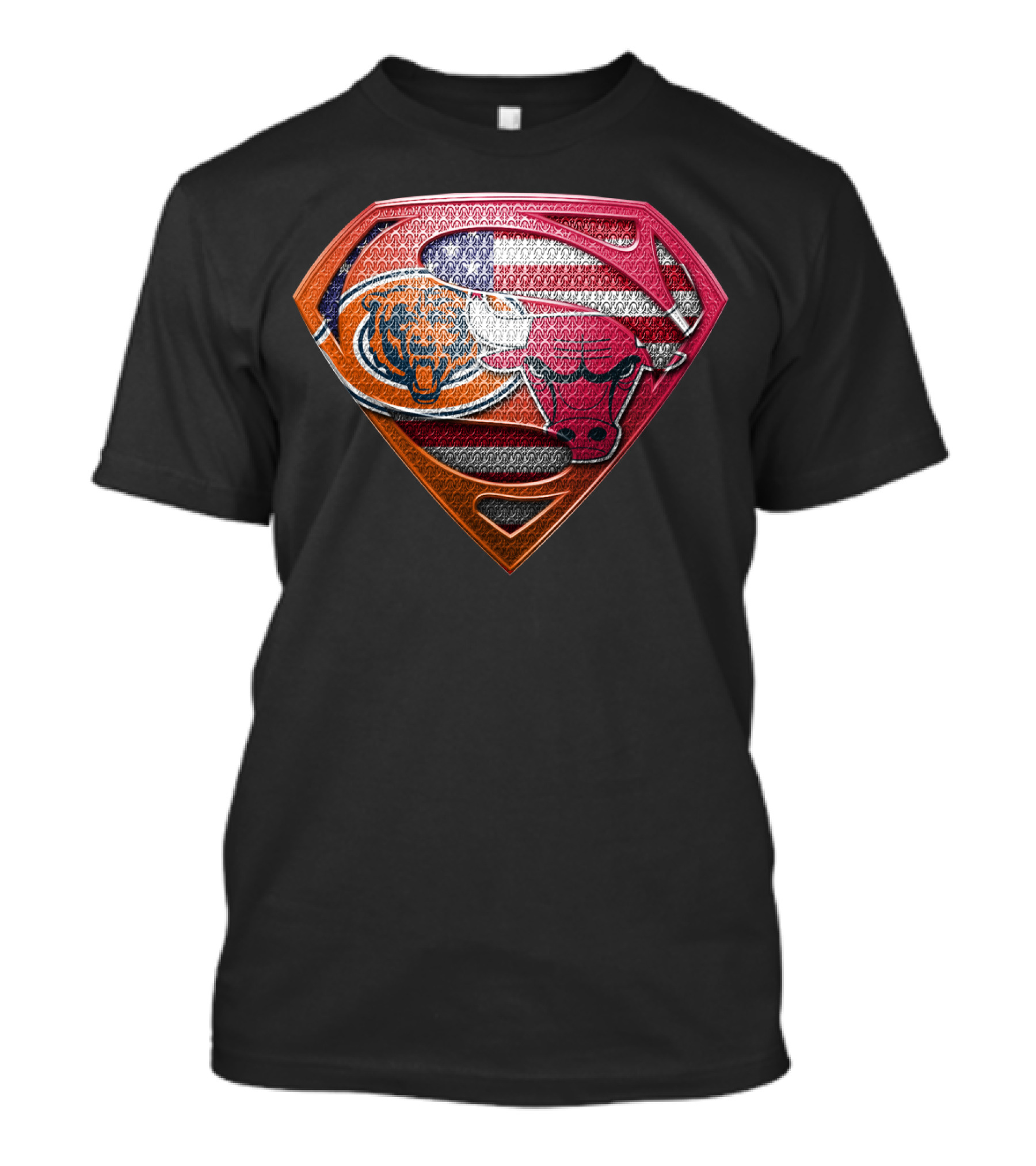Chicago Bears Bulls Superman American Flag T-Shirt